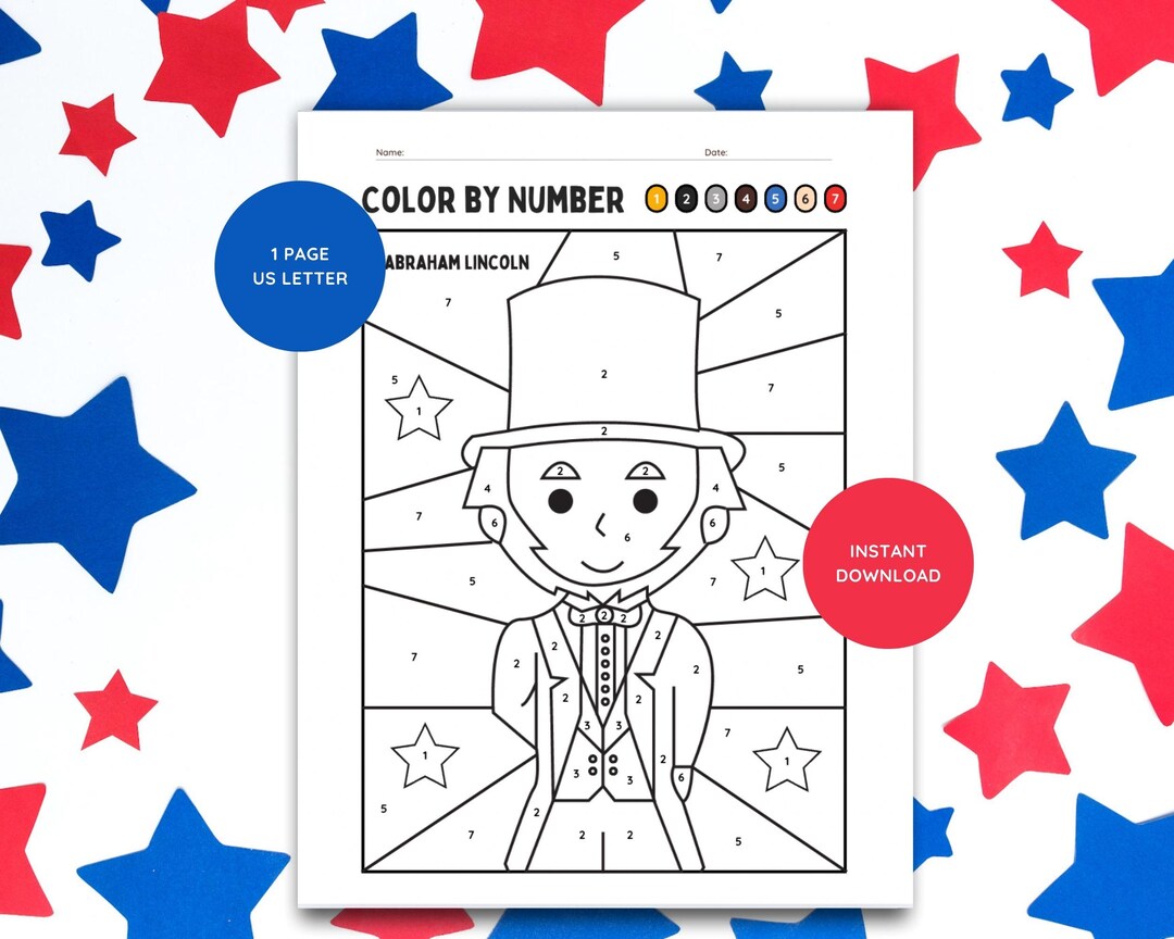 Presidents Day Color by Number, Presidents Day Activities, Presidents ...