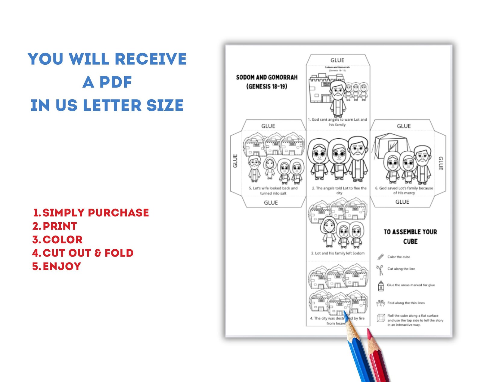 Sodom and Gomorrah Bible Craft | Genesis 19 Printable for Kids | Lot's ...