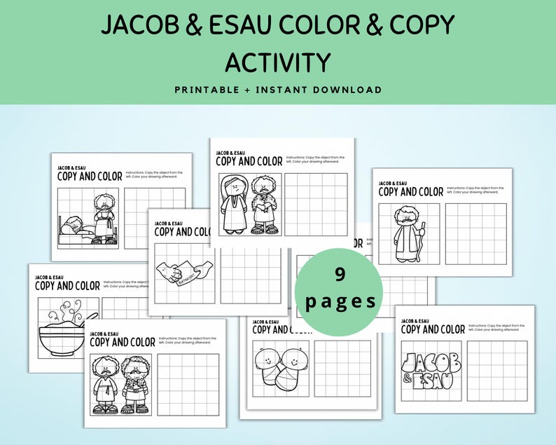 Jacob and Esau Color and Copy Activity, Sunday School Activity ...