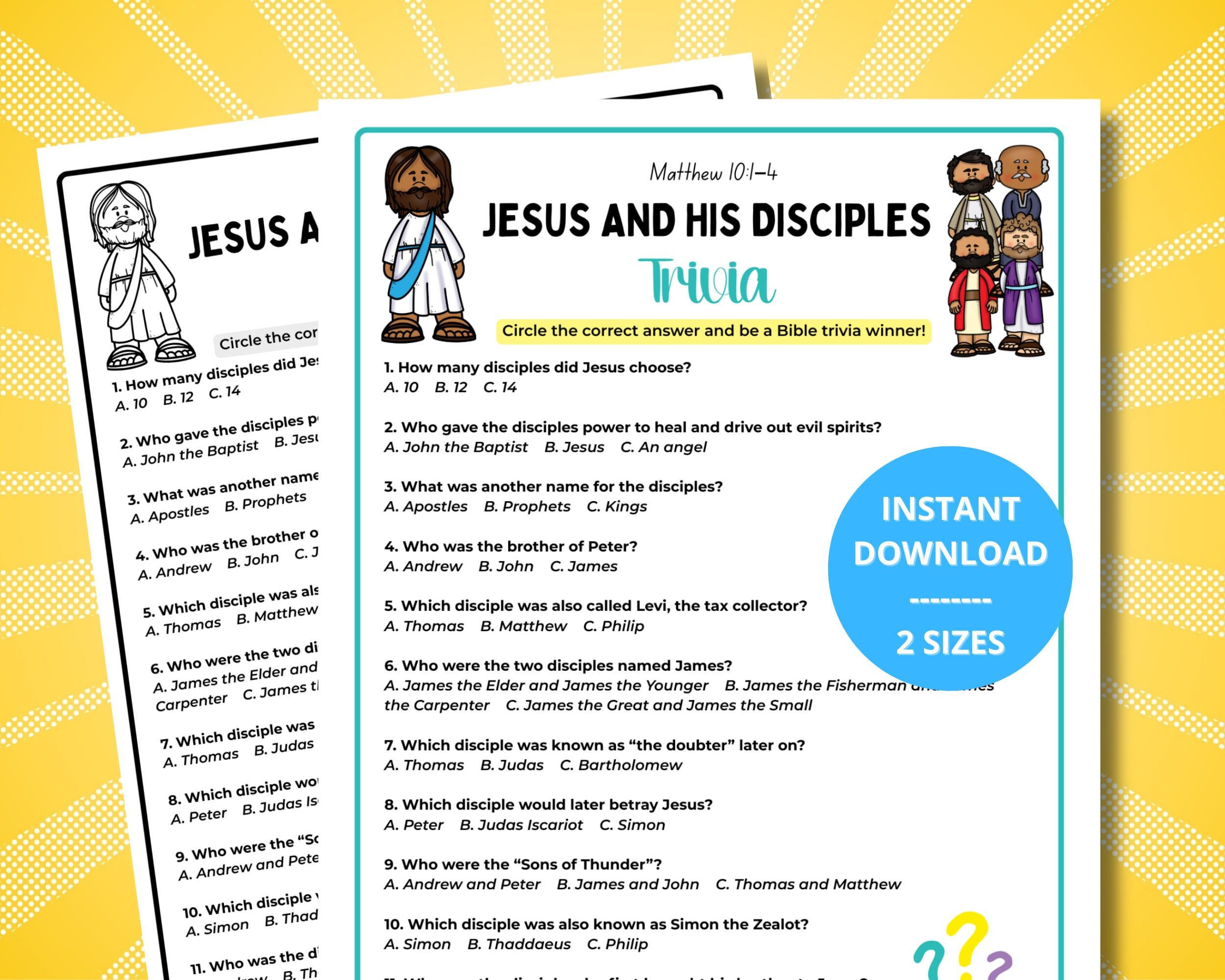 Jesus and His Disciples Bible Trivia Game | the Twelve Apostles Sunday ...