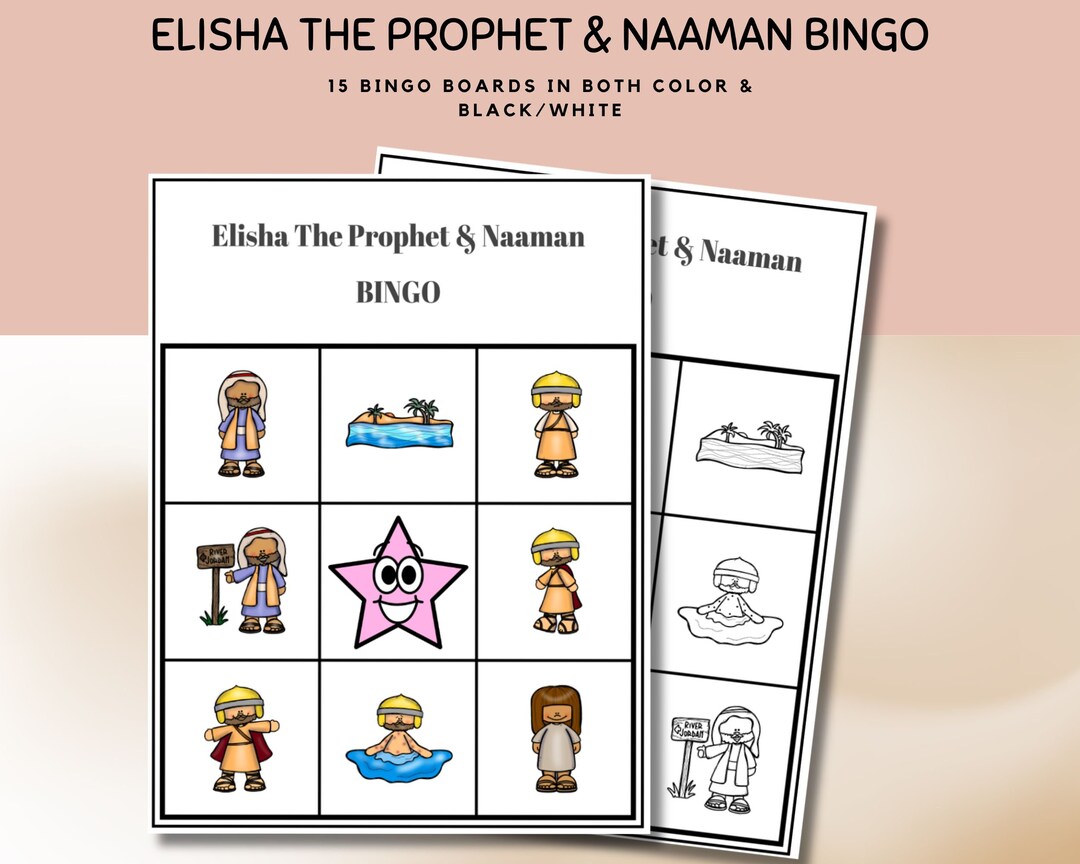 Elisha the Prophets Bingo Bingo Set for Kids, Elijah and Naaman Bible ...