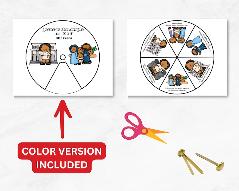Jesus at the Temple Bible Story Wheel for Kids | Luke 2:41–52 Printable ...