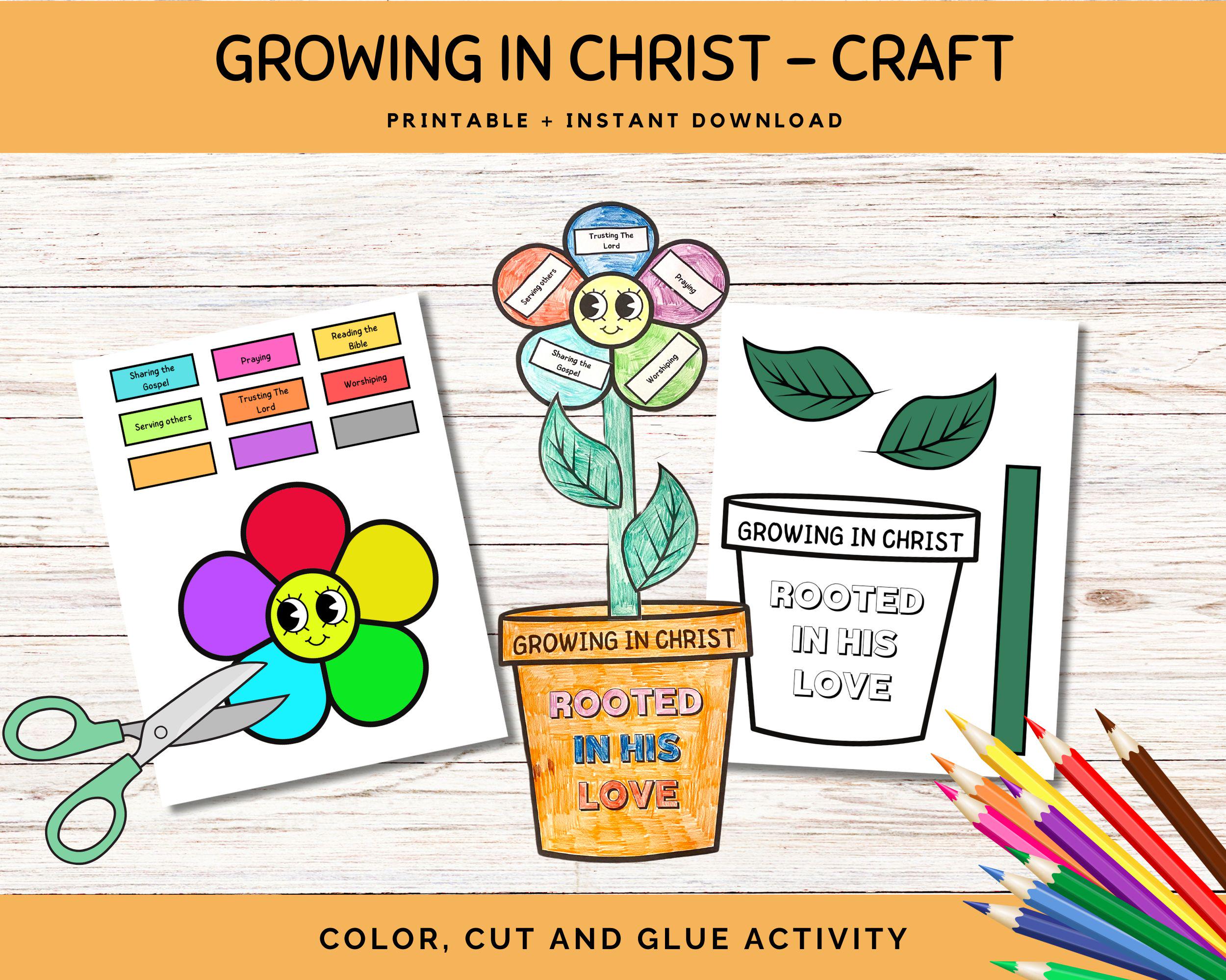 Growing in Christ Craft Activity for Kids, Homeschool Craft, Bible ...