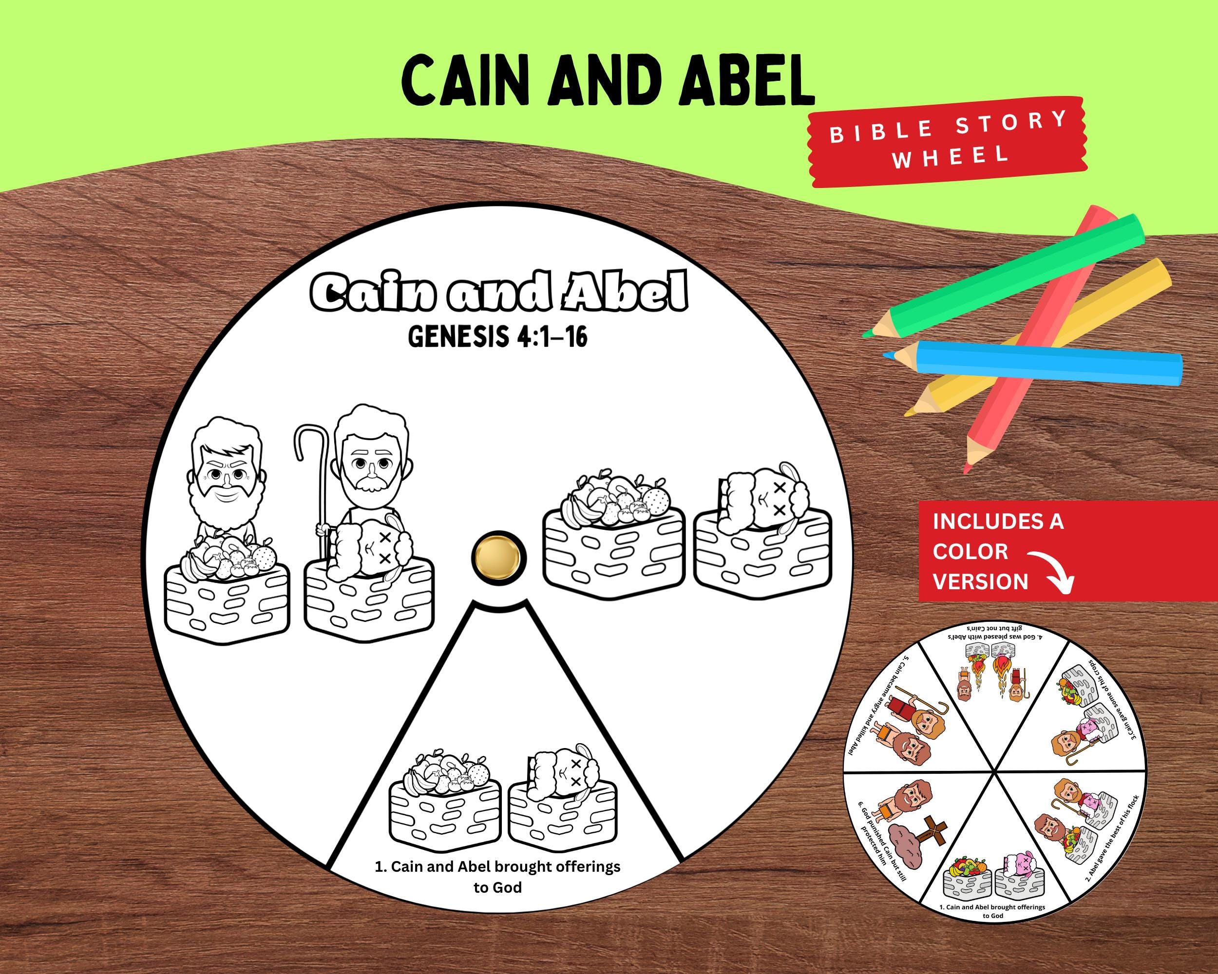 Cain and Abel Coloring Wheel Printable – Bible Story Genesis 4 for Kids ...