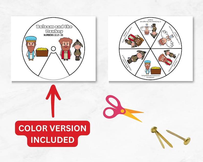 Balaam and the Donkey Coloring Wheel | Talking Donkey Bible Story for ...