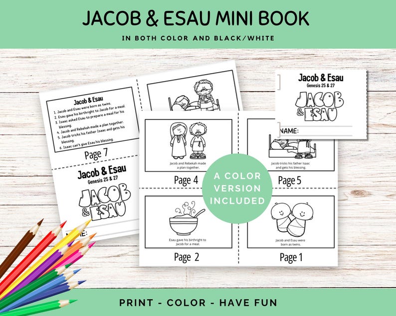 Jacob and Esau Story Mini Book: Engaging Bible Activity for Kids ...