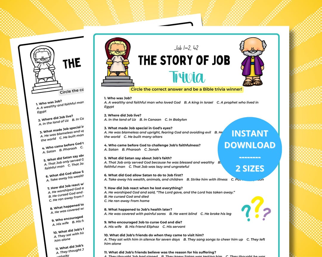 The Story of Job Bible Trivia Game | Patience of Job Kids Activity ...