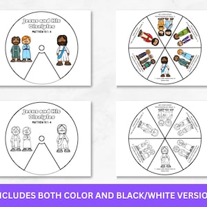 Jesus and His 12 Disciples Coloring Wheel Printable for Kids | Bible ...