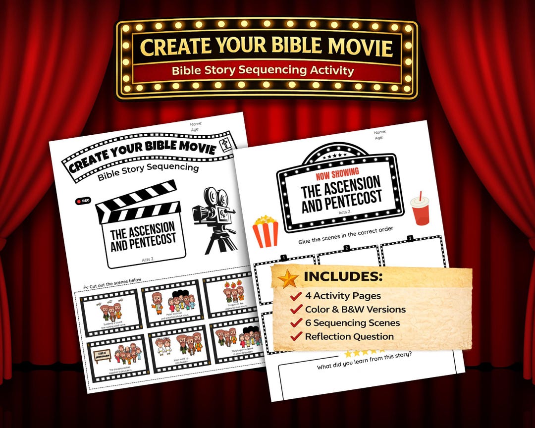 Pentecost Bible Story Sequencing Activity Acts 2 Bible Lesson for Kids ...