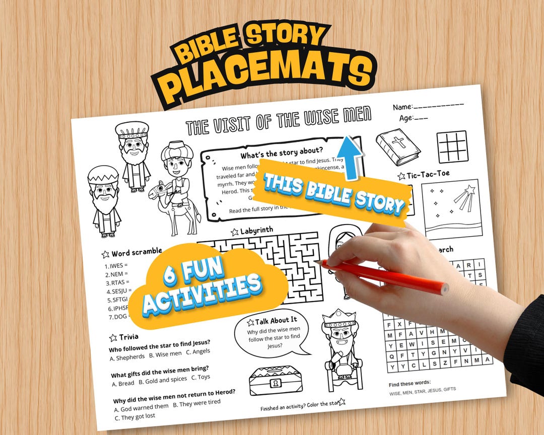 Wise Men Bible Story Bible Placemat | Visit of the Wise Men Matthew 2 ...