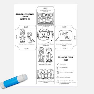 Jesus Heals 10 Lepers Bible Story Cube | Printable Craft for Kids ...