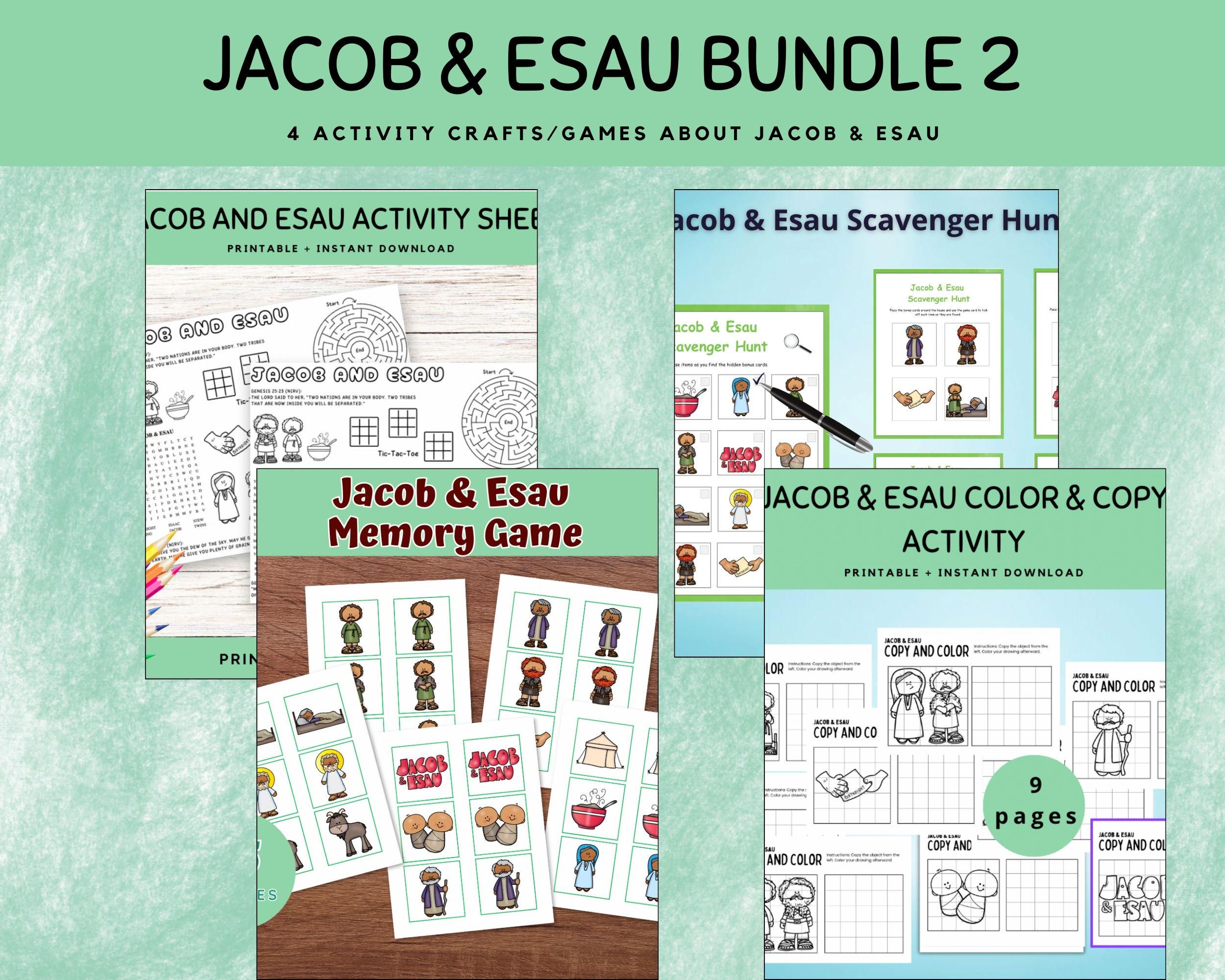 Jacob and Esau Printable Bundle 2 , Fun Bible Activity for Kids, Bible ...