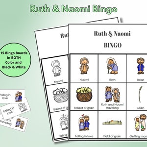 Ruth and Naomi Bingo Set for Kids, Ruth and Boaz Bible Bingo L Old ...