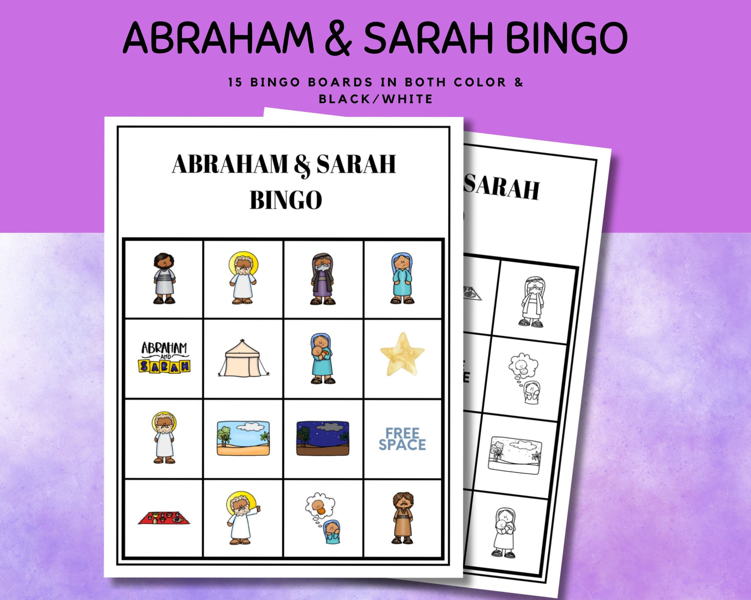 Abraham & Sarah Bingo Set for Kids - Bible Story Activity, Abraham ...