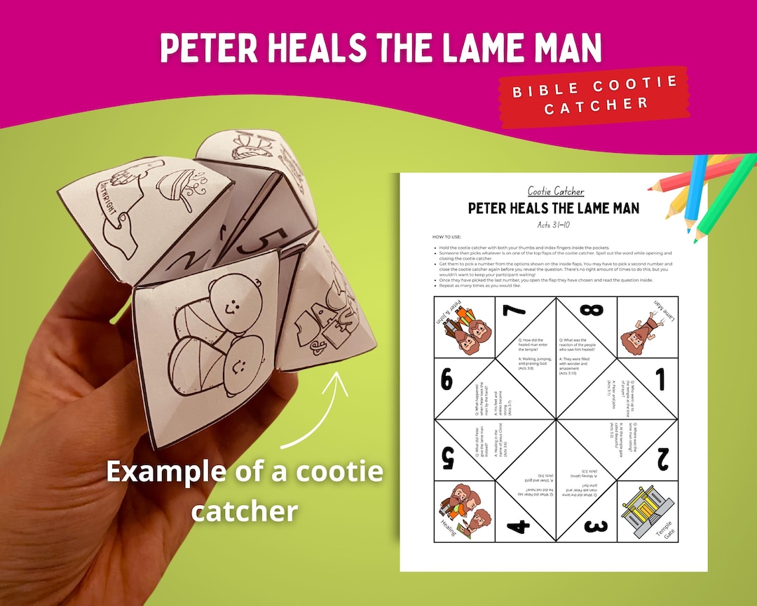 Peter and John Heal the Lame Man Cootie Catcher – Peter Heals the Lame ...