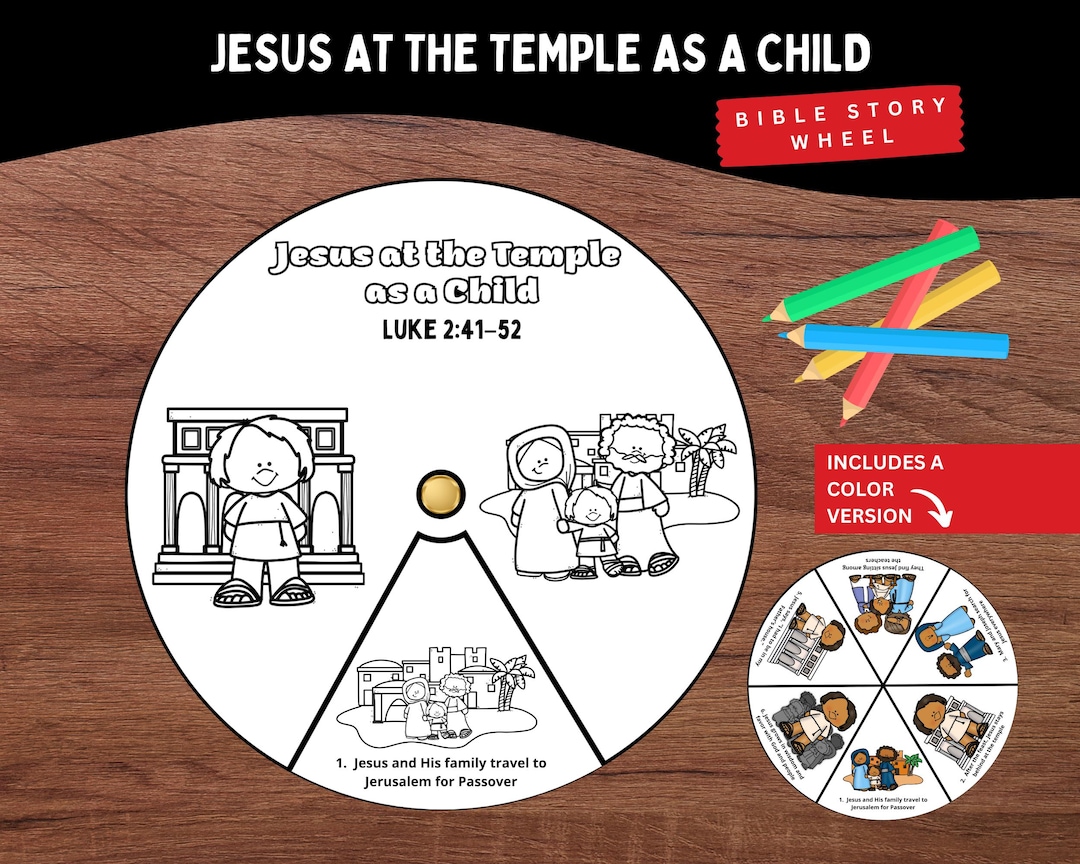 Jesus at the Temple Bible Story Wheel for Kids | Luke 2:41–52 Printable ...