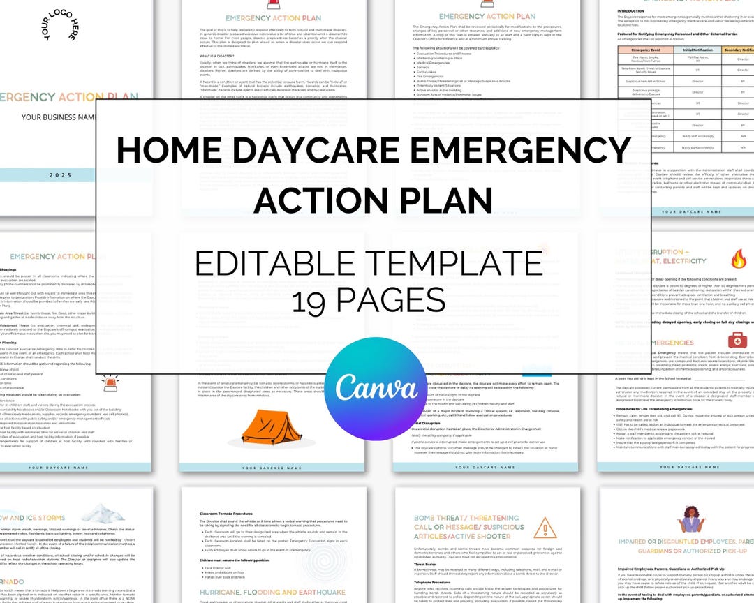 Daycare Emergency Plan, Childcare Emergency Plan Template, Emergency ...