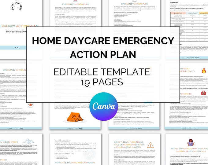 Daycare Emergency Plan, Childcare Emergency Plan Template, Emergency ...
