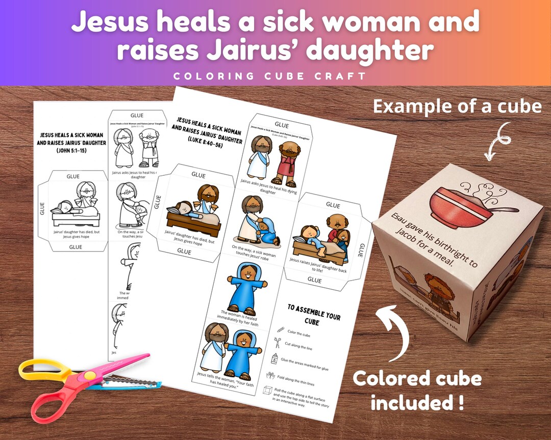 Jesus Raises Jairus' Daughter Bible Story Cube | Printable Craft for ...
