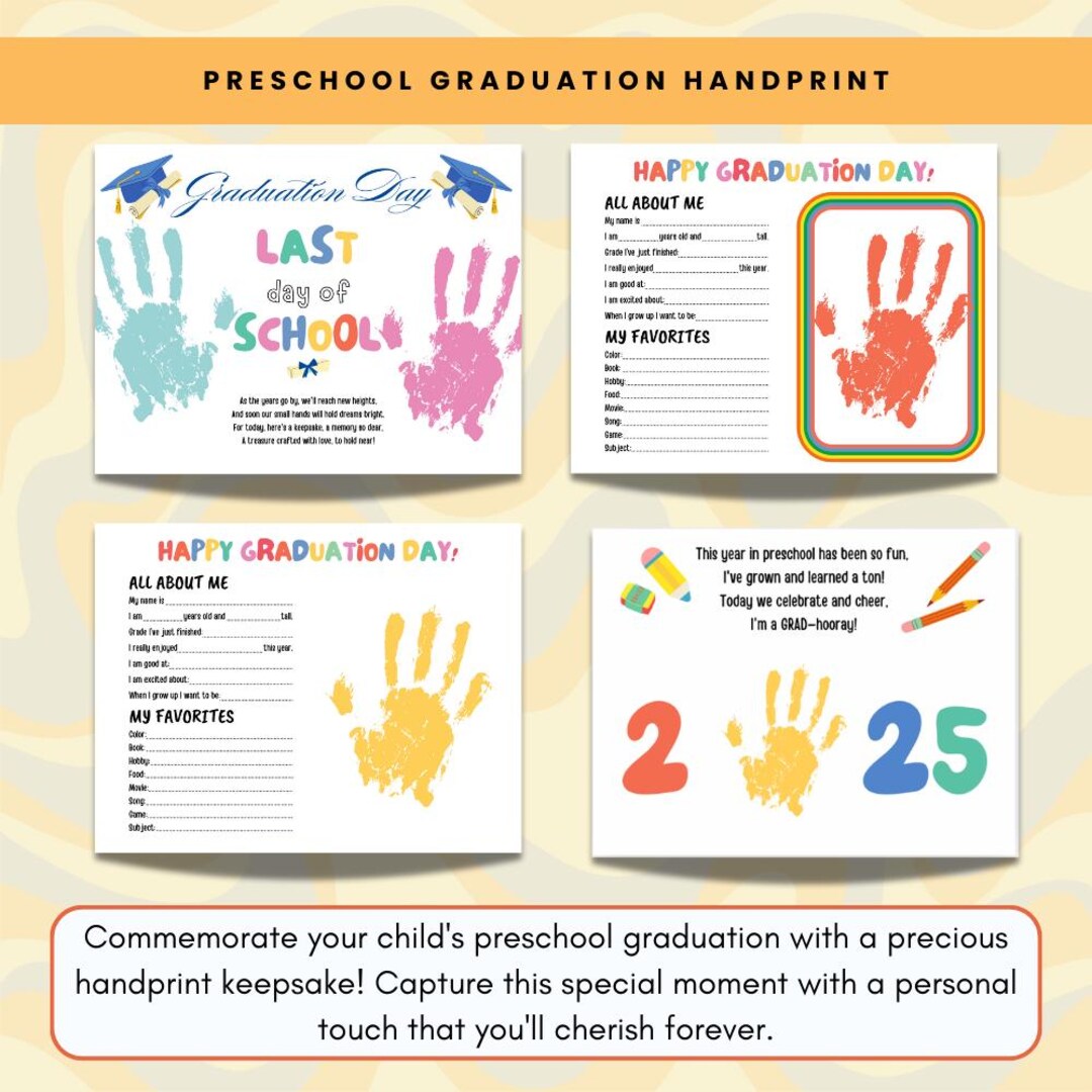 Preschool Graduation Handprint Keepsake | "all About Me" Printable ...