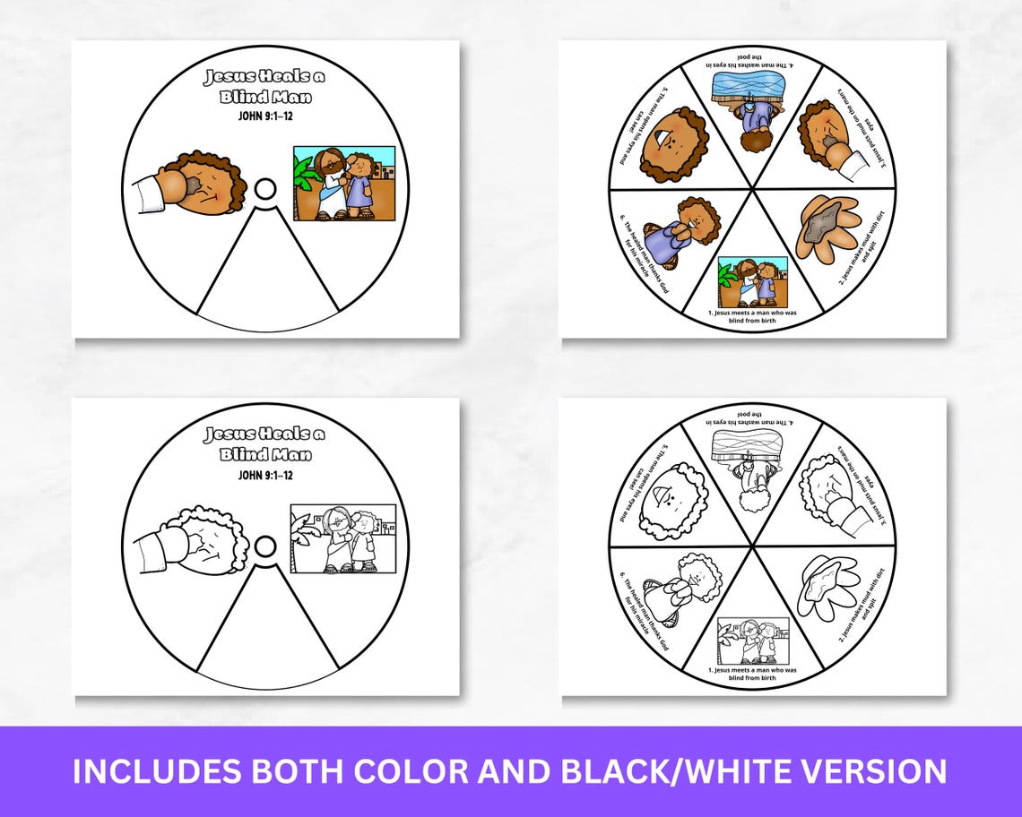 Jesus Heals a Blind Man Bible Wheel Craft | John 9:1–12 Printable ...