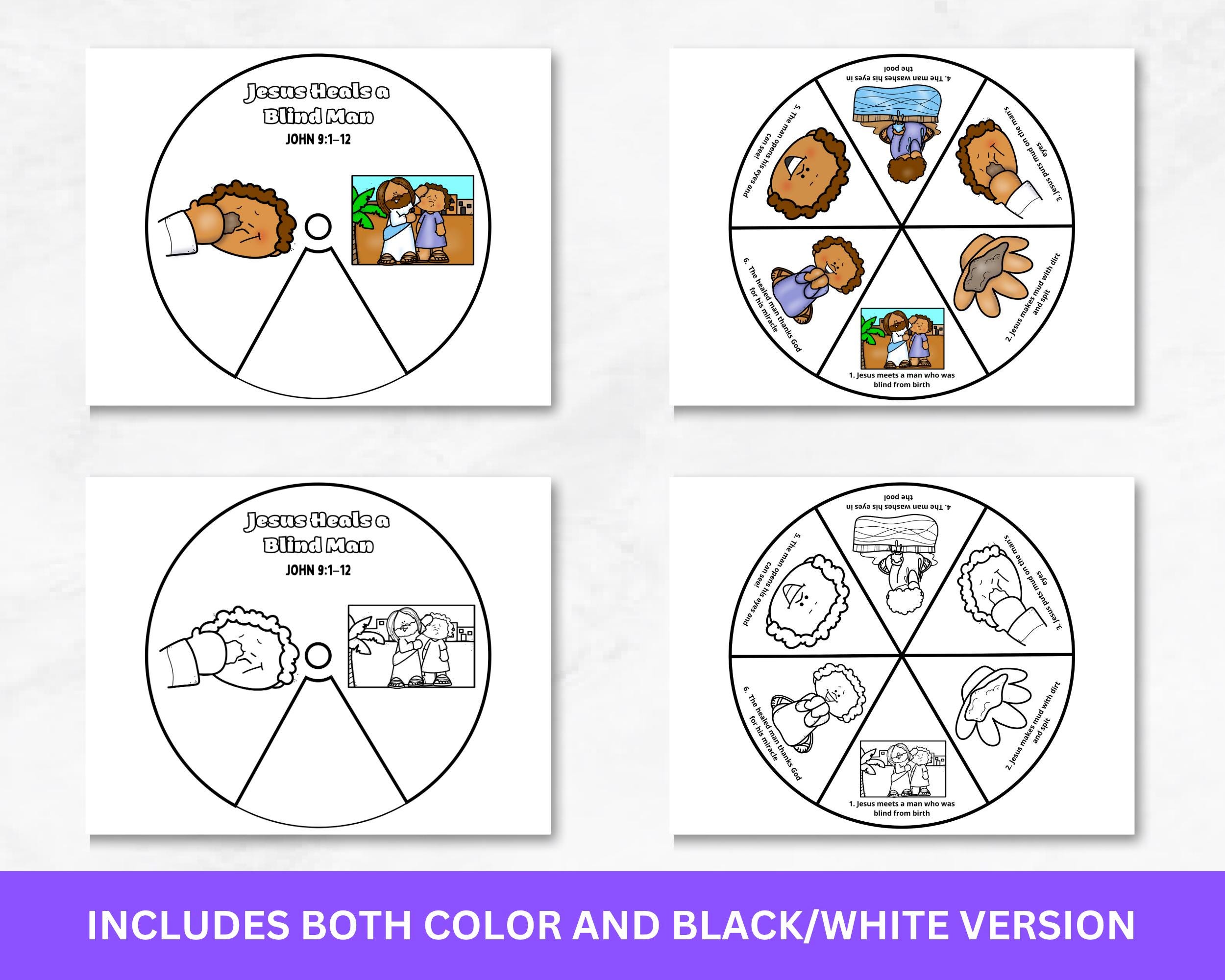 Jesus Heals a Blind Man Bible Wheel Craft | John 9:1–12 Printable ...