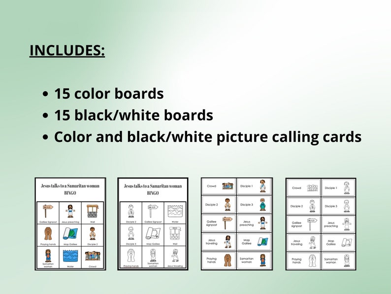 Samaritan Woman at the Well, Bingo Set for Kids, Samaritan Woman at the ...