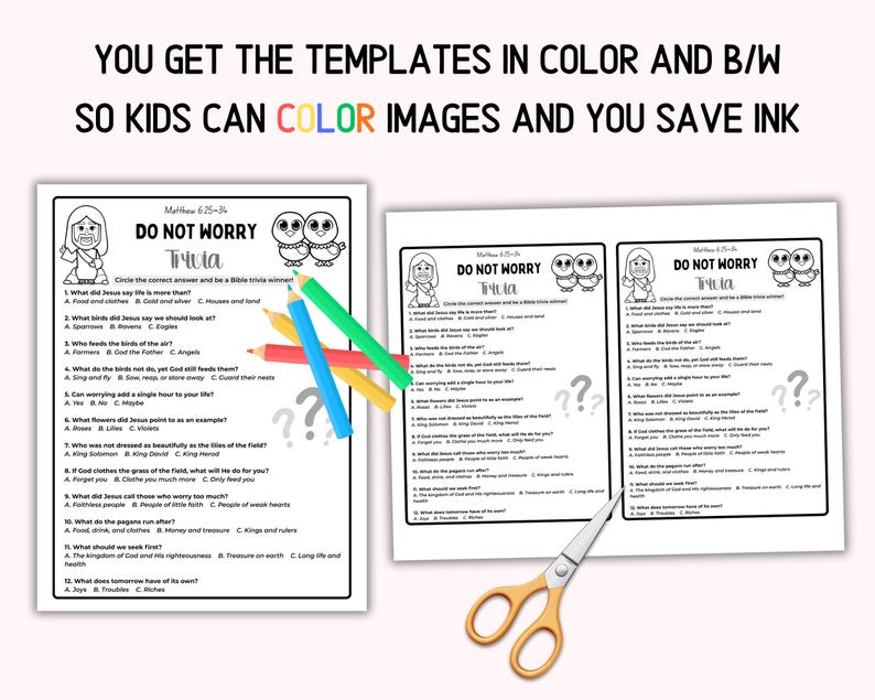Do Not Worry Bible Trivia Game | Seek First the Kingdom Kids Activity ...