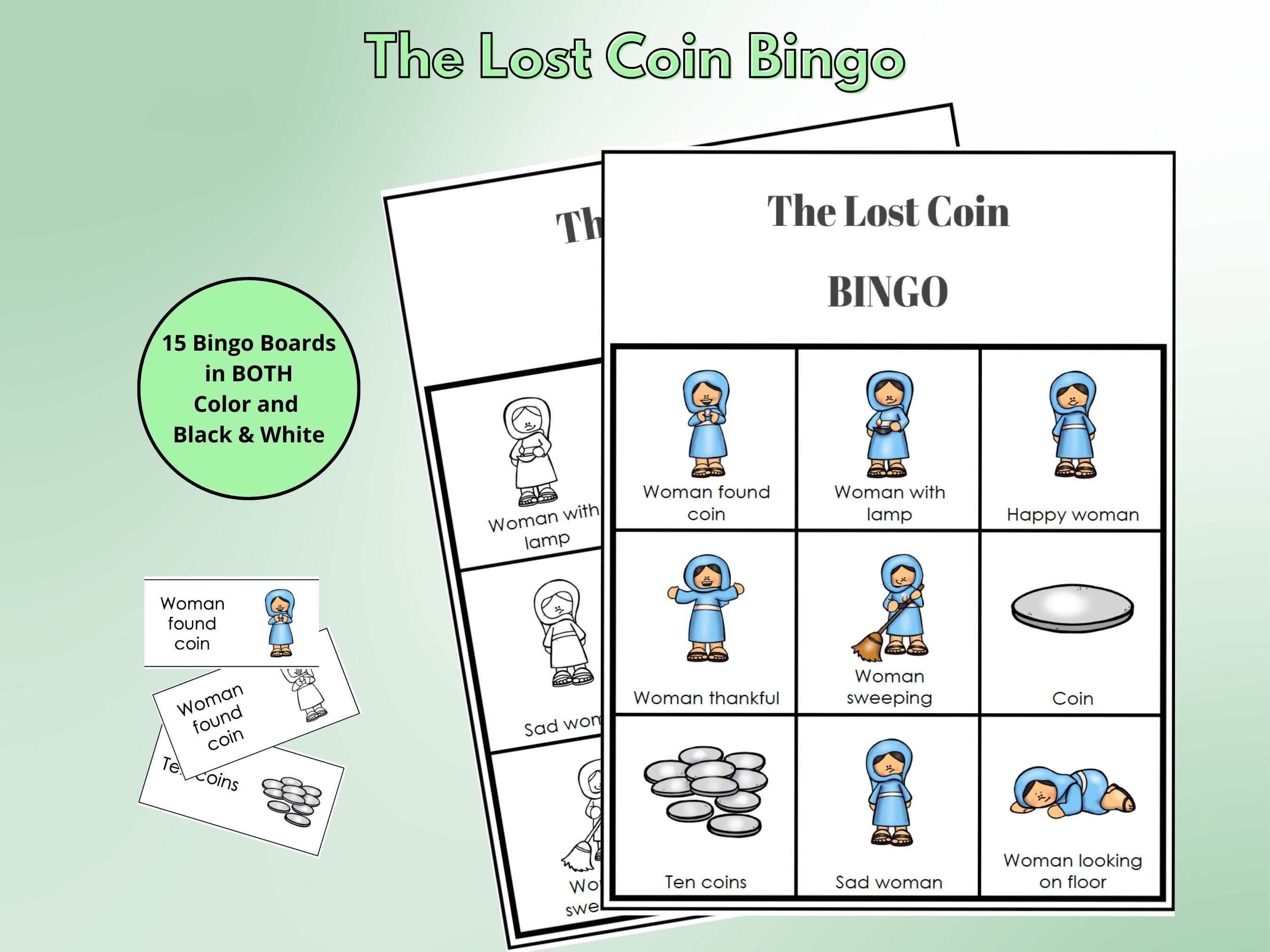 The Lost Coin Bingo Set for Kids, the Lost Coin Bible Bingo L New ...