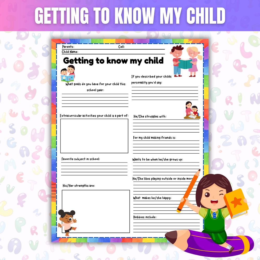 Getting to Know My Child Printable - 3 Pages Parent Insights for ...