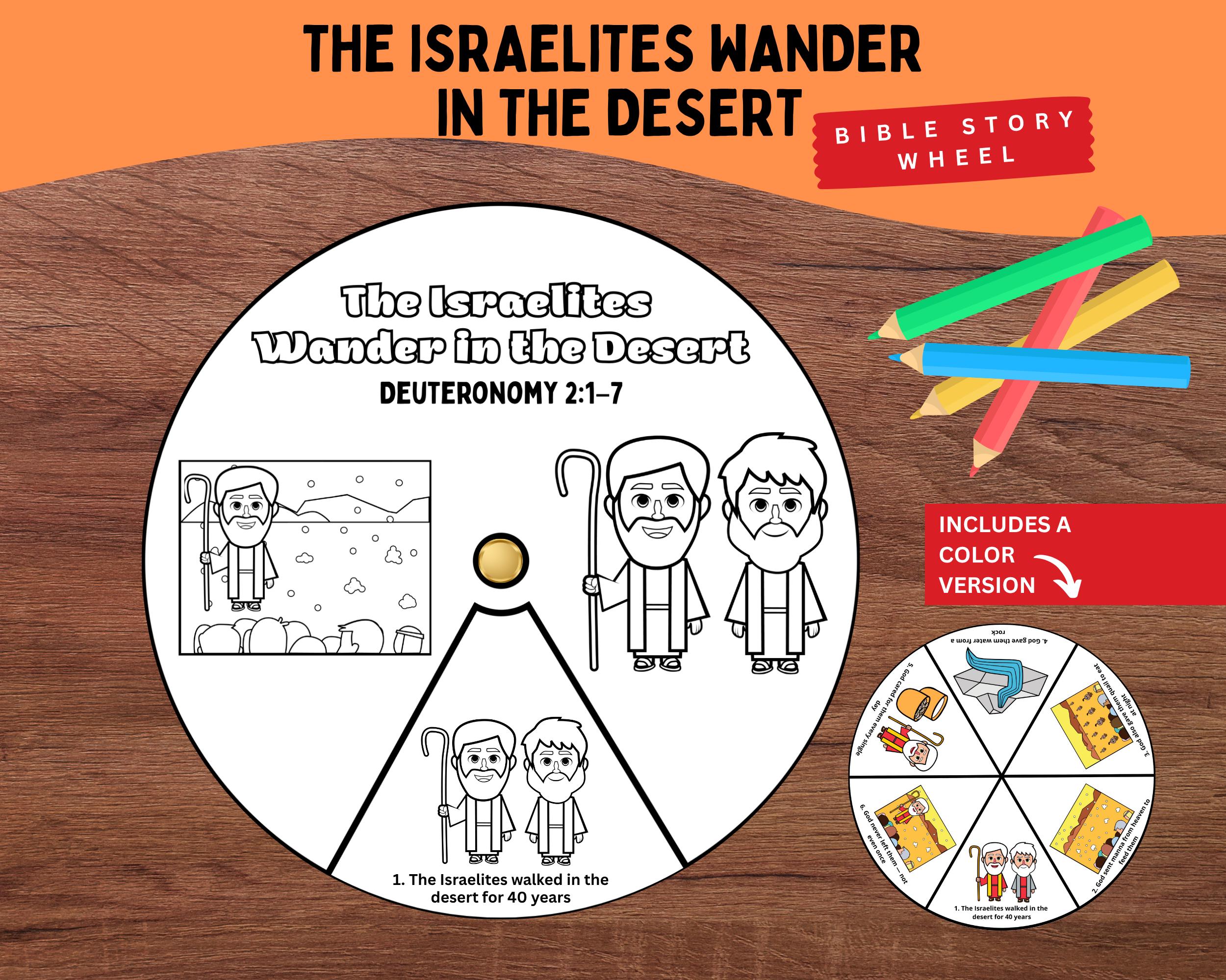 Israelites in the Desert Coloring Wheel | Deuteronomy 2 Bible Craft for ...