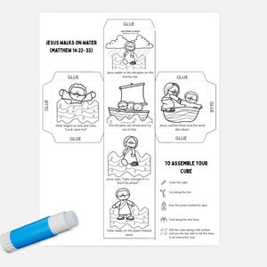 Jesus Walks on Water Coloring Cube | Matthew 14:22–33 | Printable Bible ...