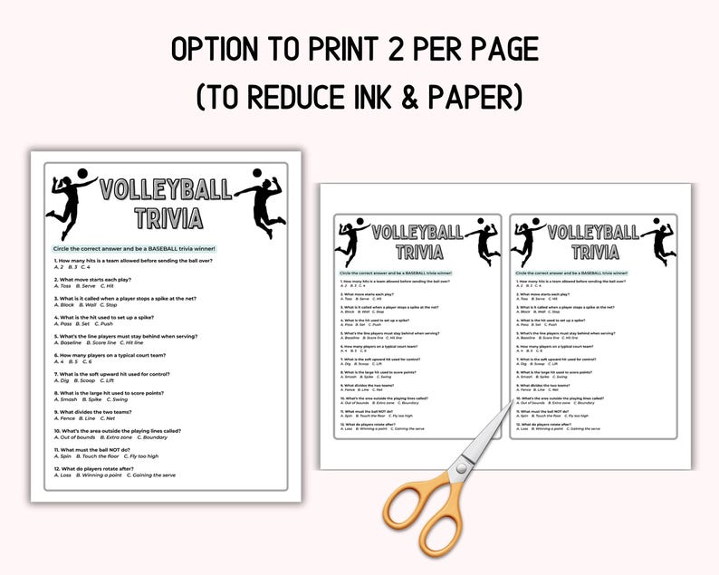 Volleyball Trivia Printable Game, Kids Sports Quiz Worksheet, Classroom ...