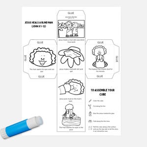 Jesus Heals a Blind Man Bible Story Cube | John 9:1–12 | Printable Kids ...