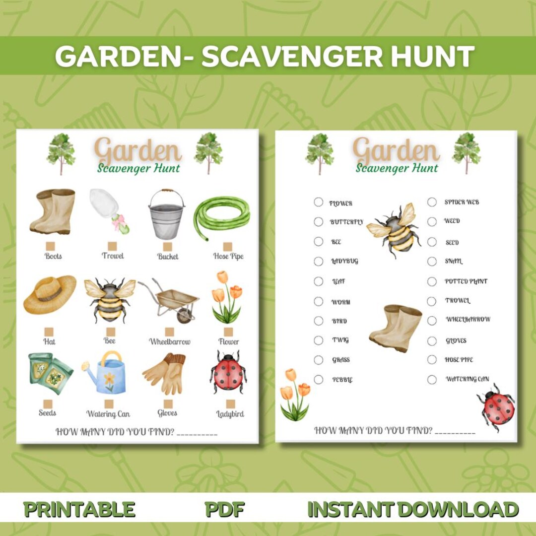 Garden Scavenger Hunt Printable | Kids Outdoor Activity | Nature ...