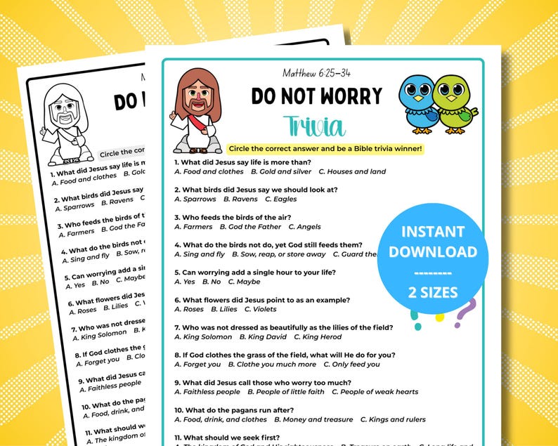 Do Not Worry Bible Trivia Game | Seek First the Kingdom Kids Activity ...