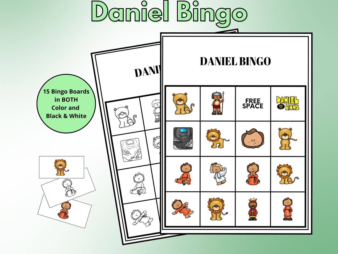 Daniel and the Lions Bingo Set for Kids - Bible Story Activity, Daniel ...