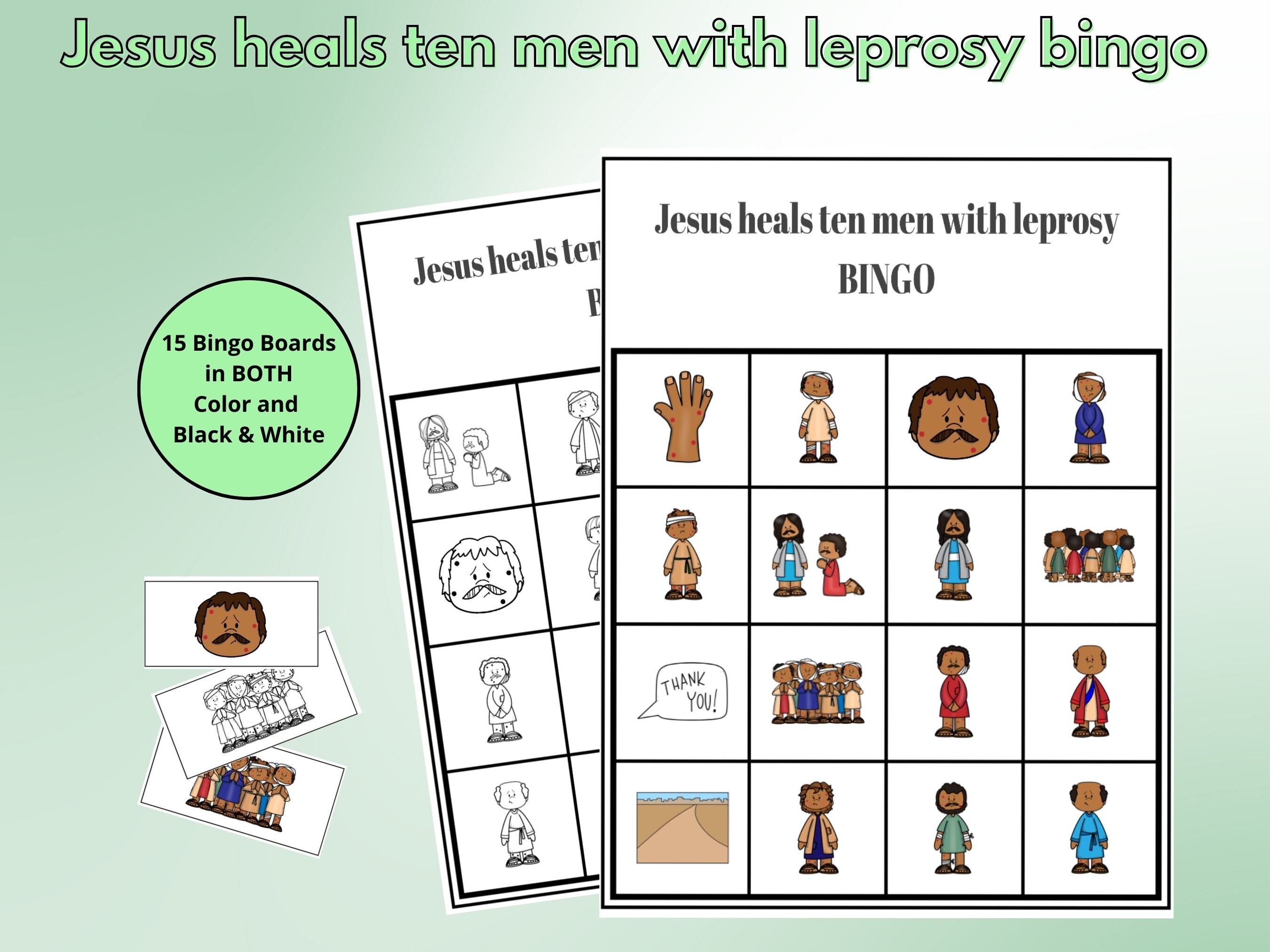Jesus Heals 10 Men With Leprosy Bingo Set for Kids, Jesus Heals Ten Men ...