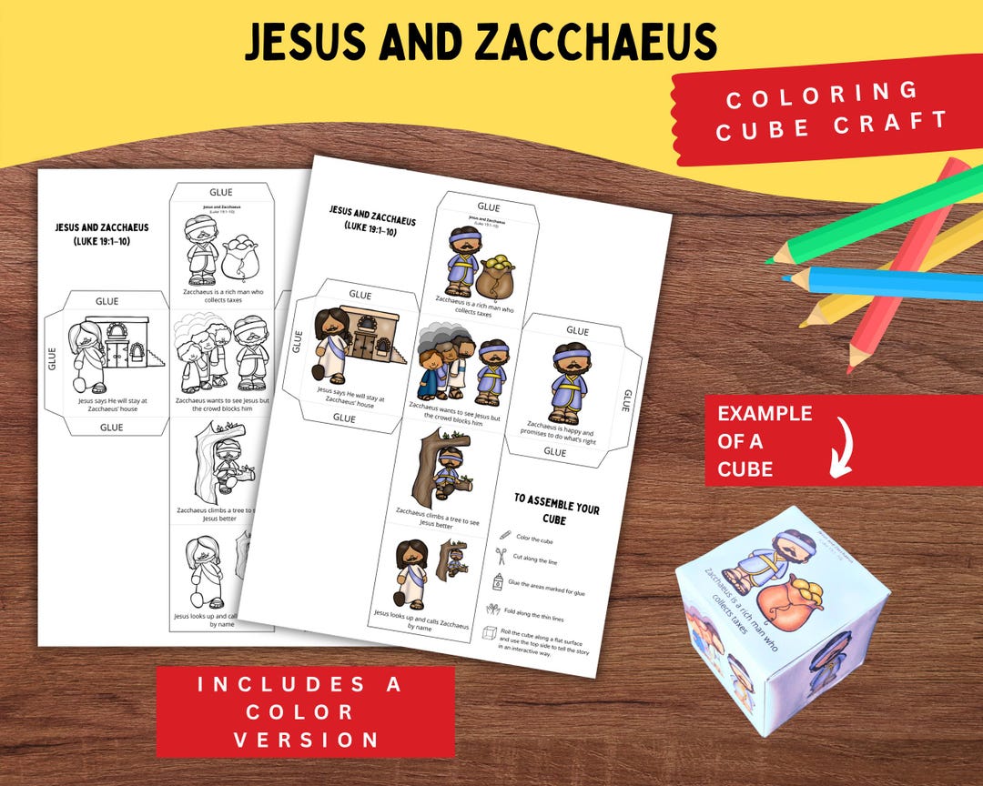 Jesus and Zacchaeus Bible Story Cube | Printable Craft for Kids | Luke ...