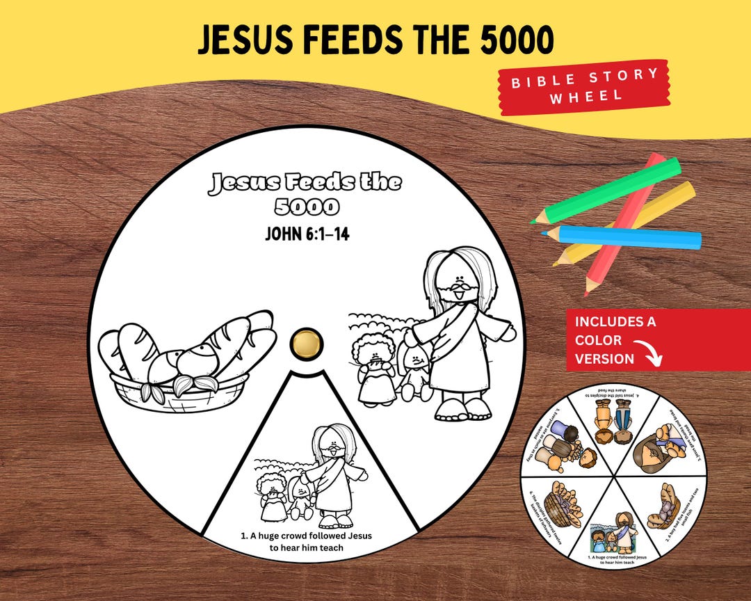 Jesus Feeds the 5000 Bible Story Wheel | John 6 Printable Craft for ...