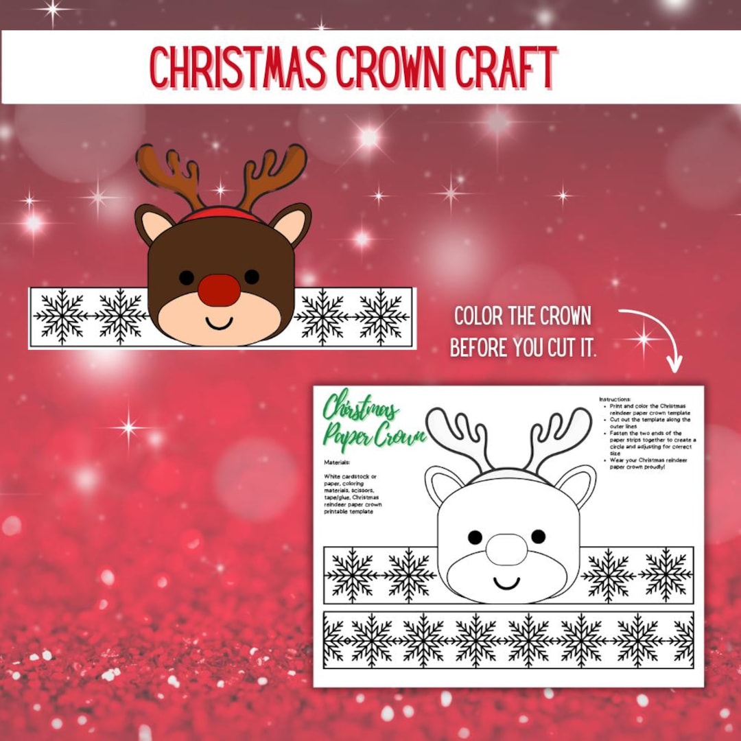 Christmas Reindeer Crown Craft for Kids, Fun Christmas Paper Hat to ...