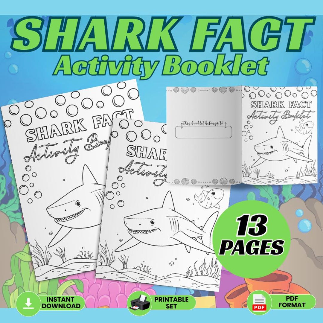 Shark Activity Booklet for Kids With Facts, Quizzes, Games, Mazes, Word ...