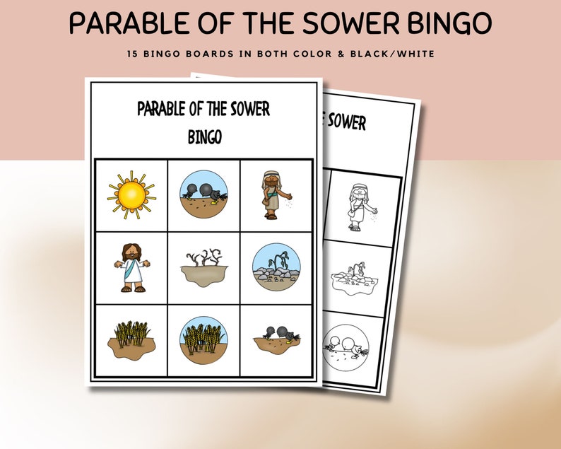 Parable of the Sower Bingo Bingo Set for Kids, Parable of the Sower ...