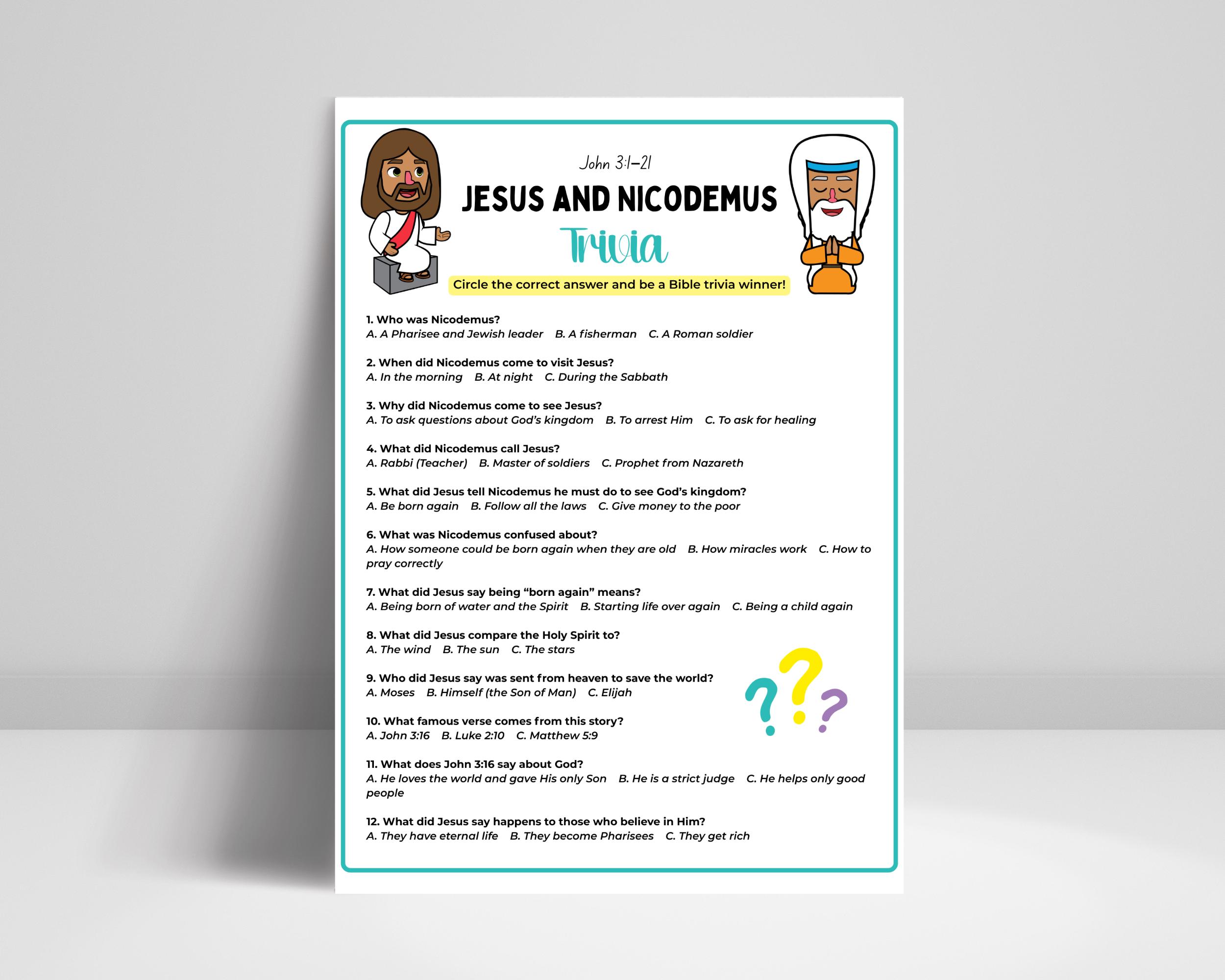 Jesus and Nicodemus Bible Trivia Game | Born Again Bible Story | John 3 ...