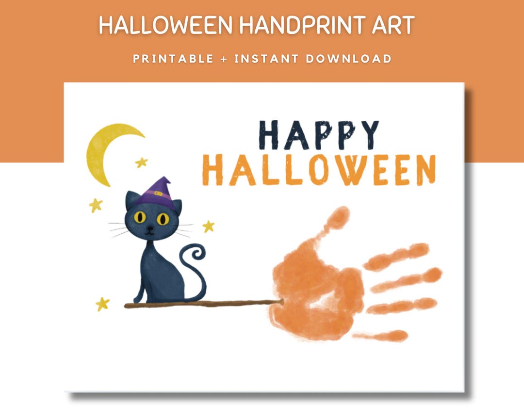 Halloween Handprint Art, Halloween Preschool Activity, Craft for ...