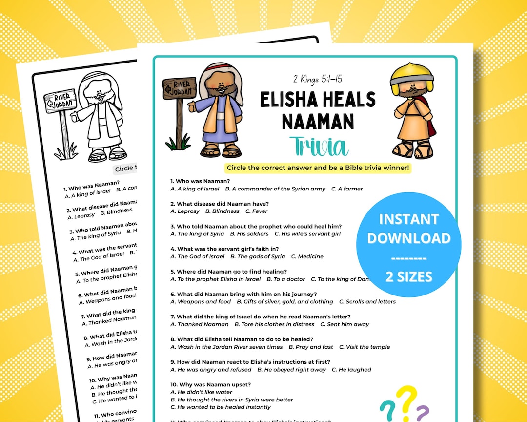 Elisha Heals Naaman Trivia Game • Naaman the Leper Bible Story for Kids ...