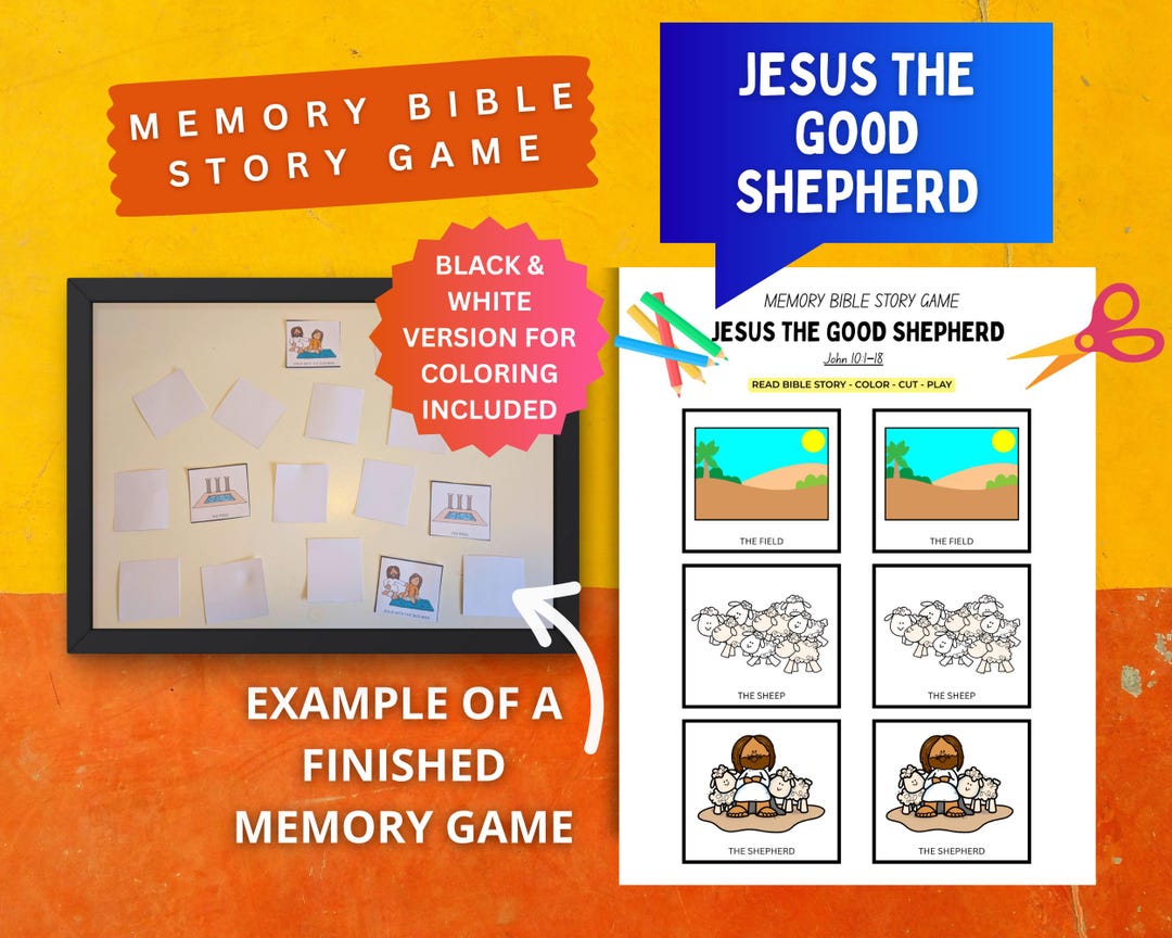 Jesus the Good Shepherd Memory Game | John 10 Bible Story | Good ...