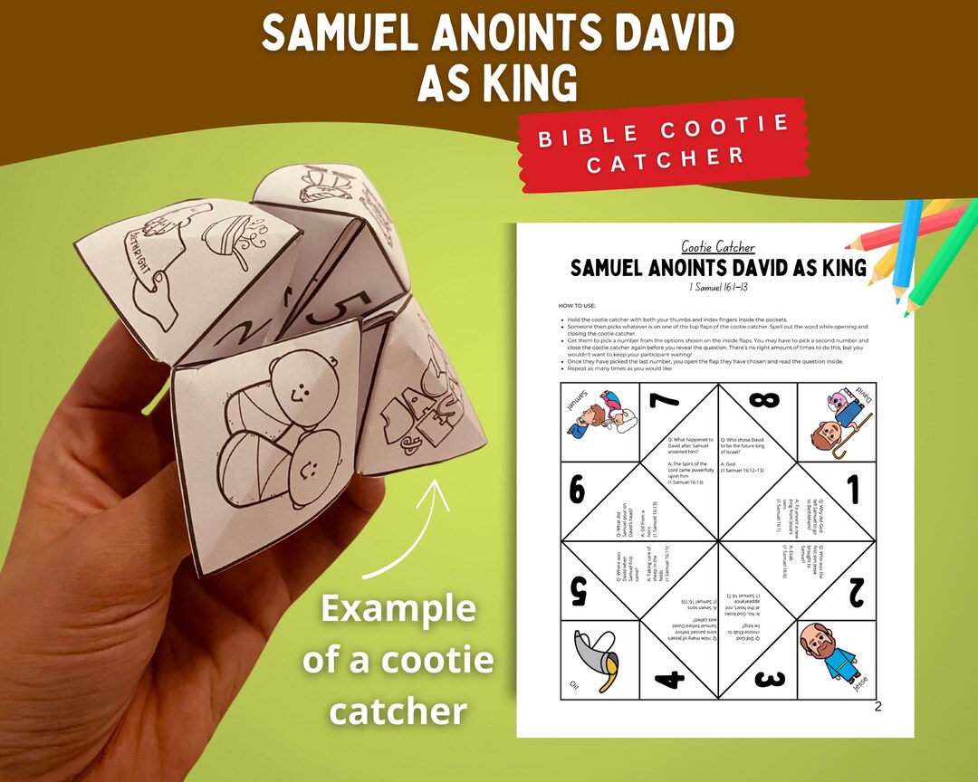 Samuel Anoints David as King Cootie Catcher | David Chosen as King ...