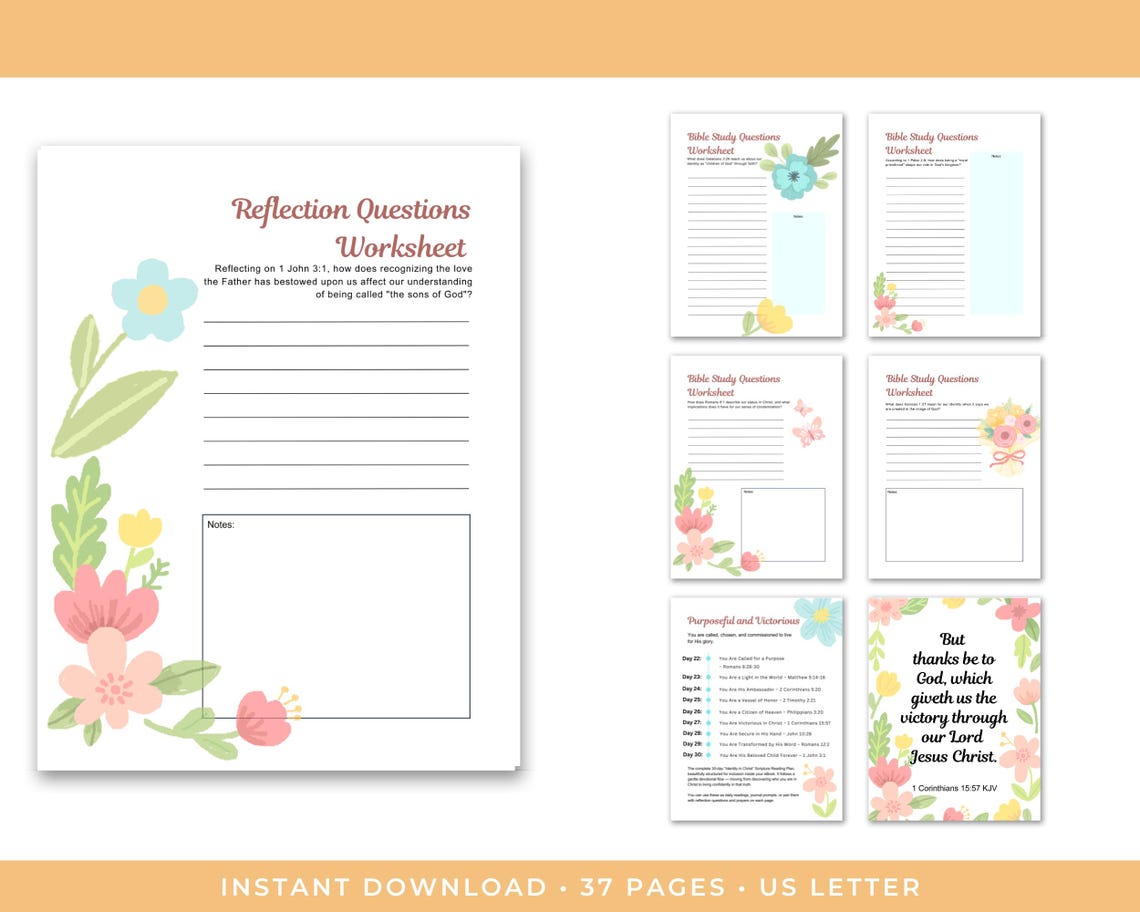 Christian Identity Printable Journal for Women, Bible Study Workbook ...