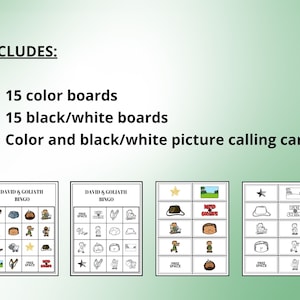 David and Goliath Bingo Set for Kids - Bible Story Activity, David ...